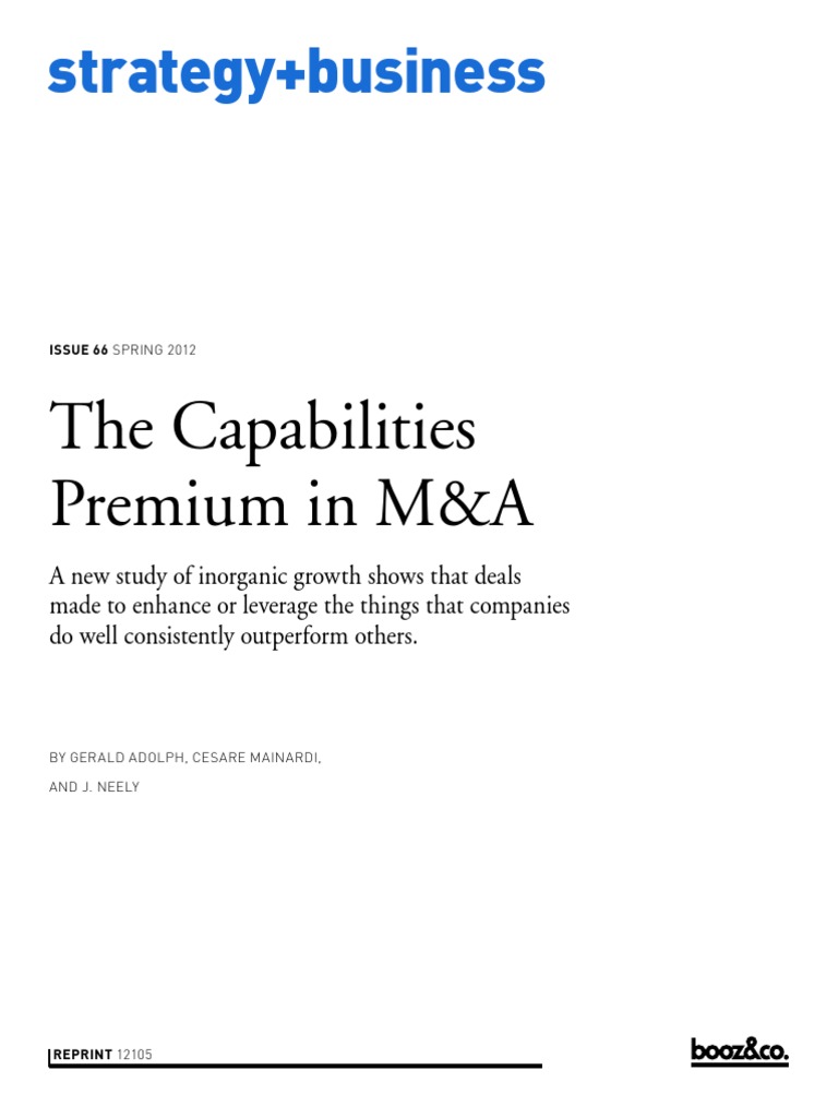 Article Capabilities A Key To M&a Success | PDF | Mergers And ...