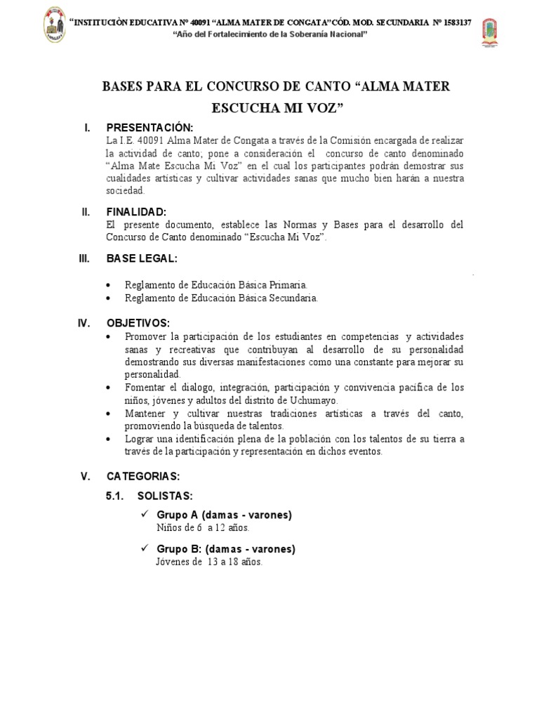Bases de Concurso Canto 2022 | PDF Bases de Concurso Canto 2022 | PDF