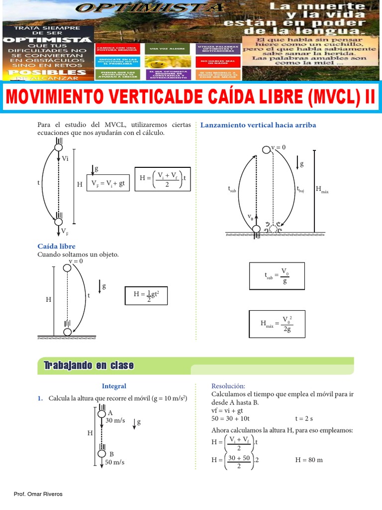 Movimiento Vertical de Caída Libre II (MVCL) | PDF | Velocidad