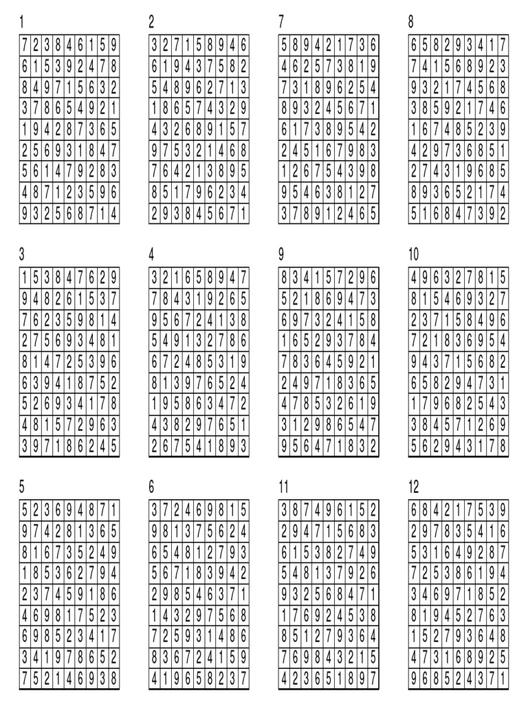 Solution 60 Sudokus Pattern Easy | PDF