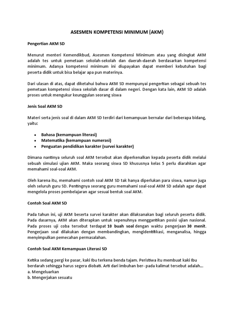 Pengertian, Contoh Akm | PDF