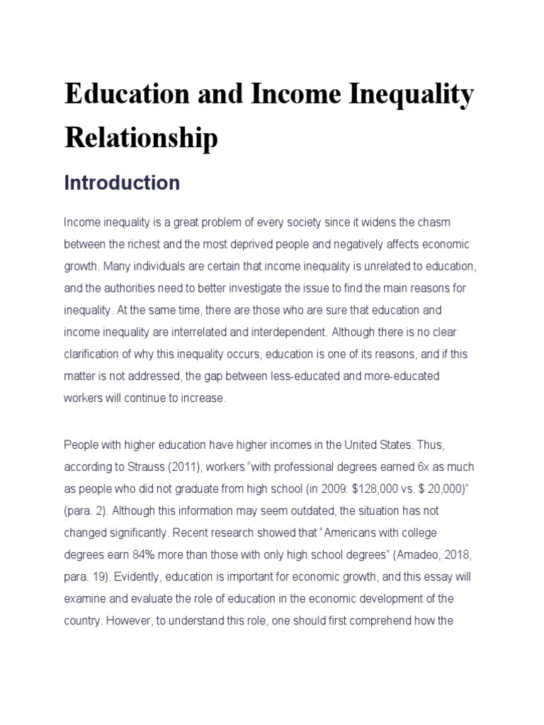 Education and Income Inequality Relationship | PDF
