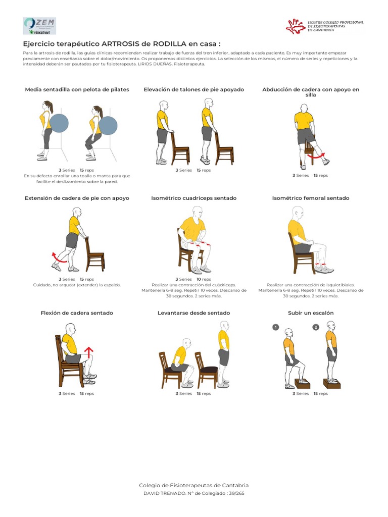Ejercicios Artrosis de Rodilla | PDF | Extremidades (anatomía) | Anatomía del miembro inferior