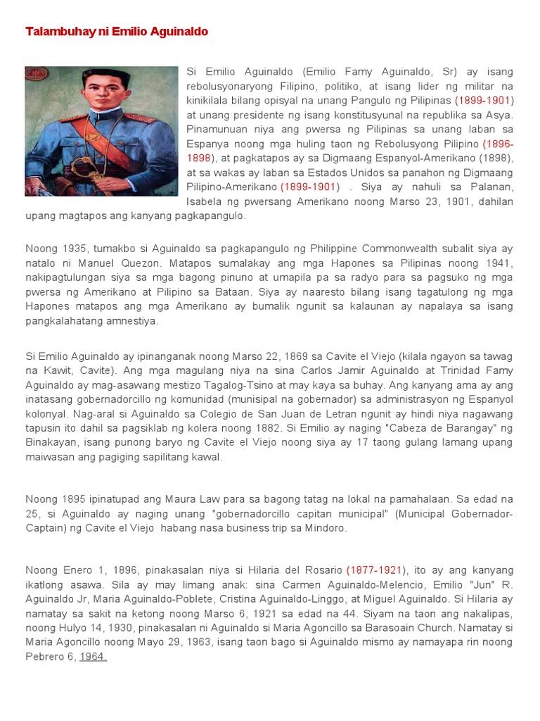 Talambuhay Ni Emilio Aguinaldo Mga Nagawa Ni Emilio Aguinaldo | PPT