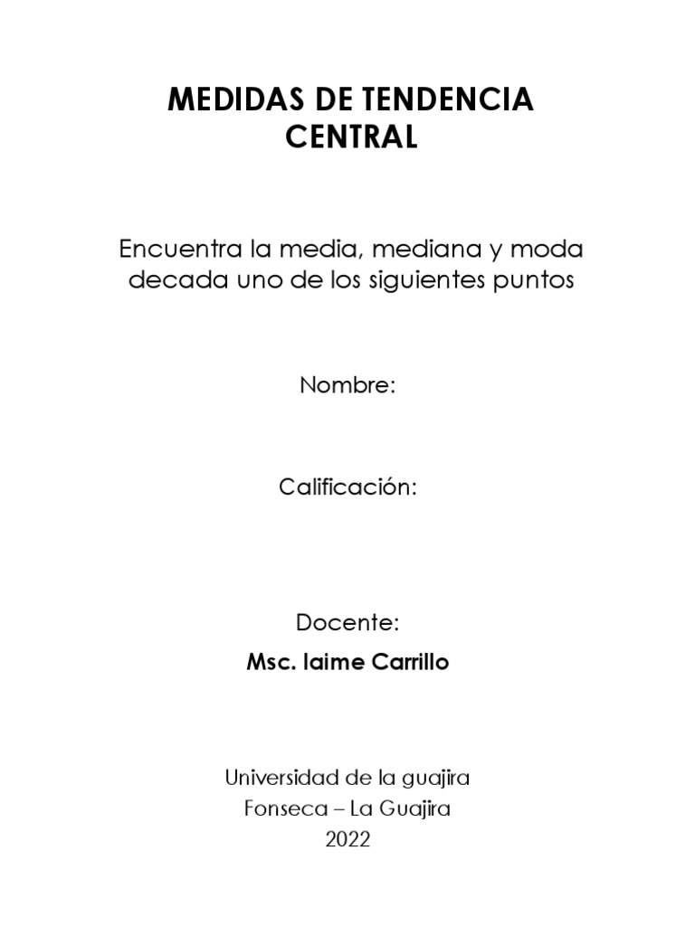 Medidas de Tendencia Central | PDF