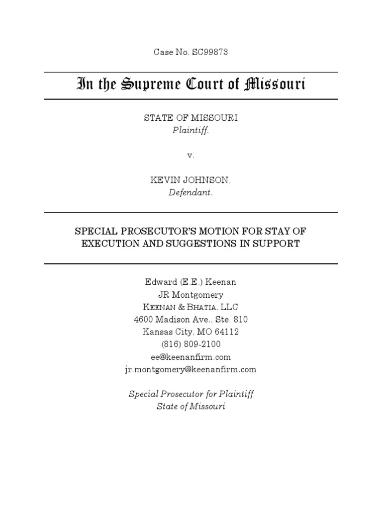 Microsoft Word - Special Prosecutor's Motion For Stay of Execution and ...