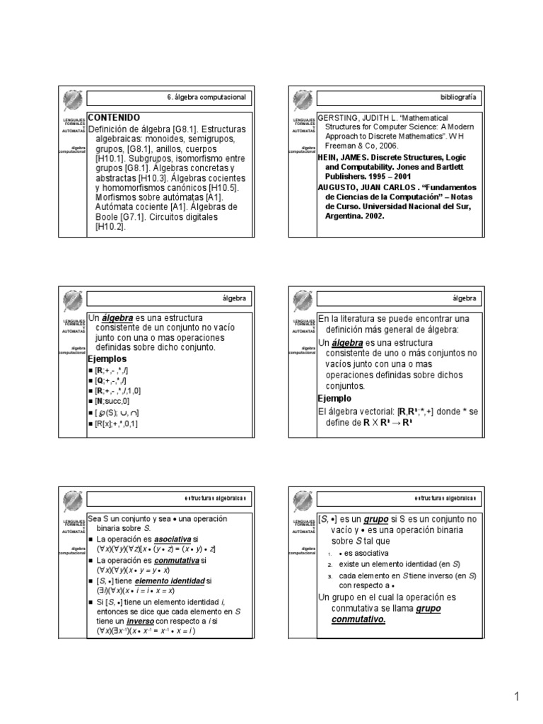 Algebra Computacional (Para Imprimir) | PDF | Grupo (Matemáticas ...