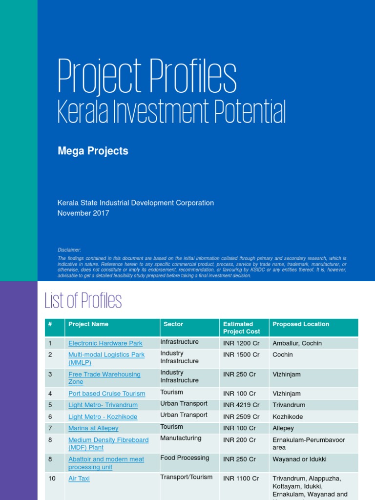 KSIDC KPMG Mega - Project Profiles Nov 2017 | PDF