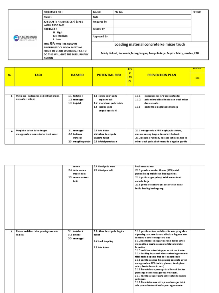 JSA Loading Material Concrete | PDF