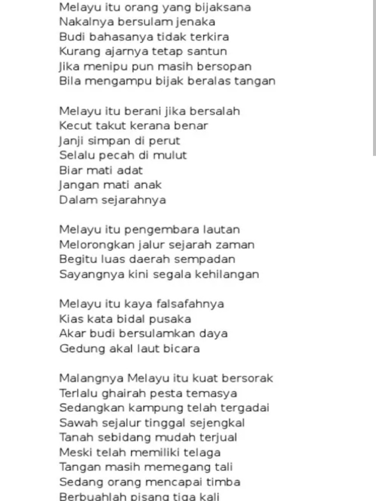 Sajak Melayu Oleh Usman Awang | PDF