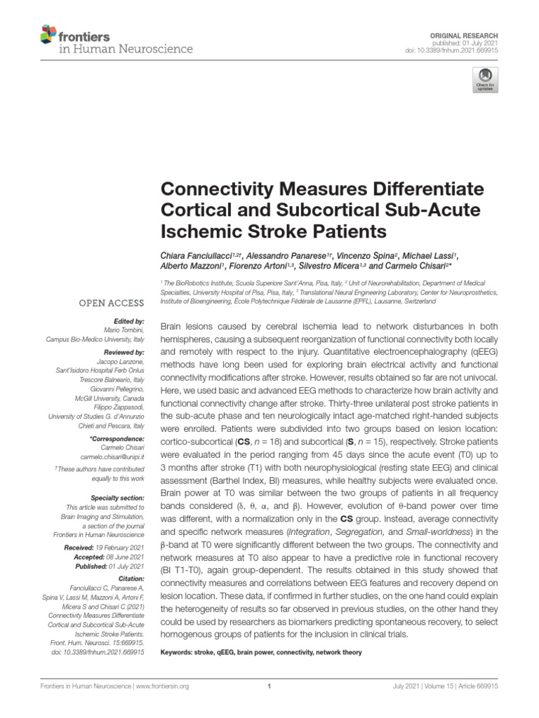 Connectivity Measures Differentiate Cortical and S | PDF ...