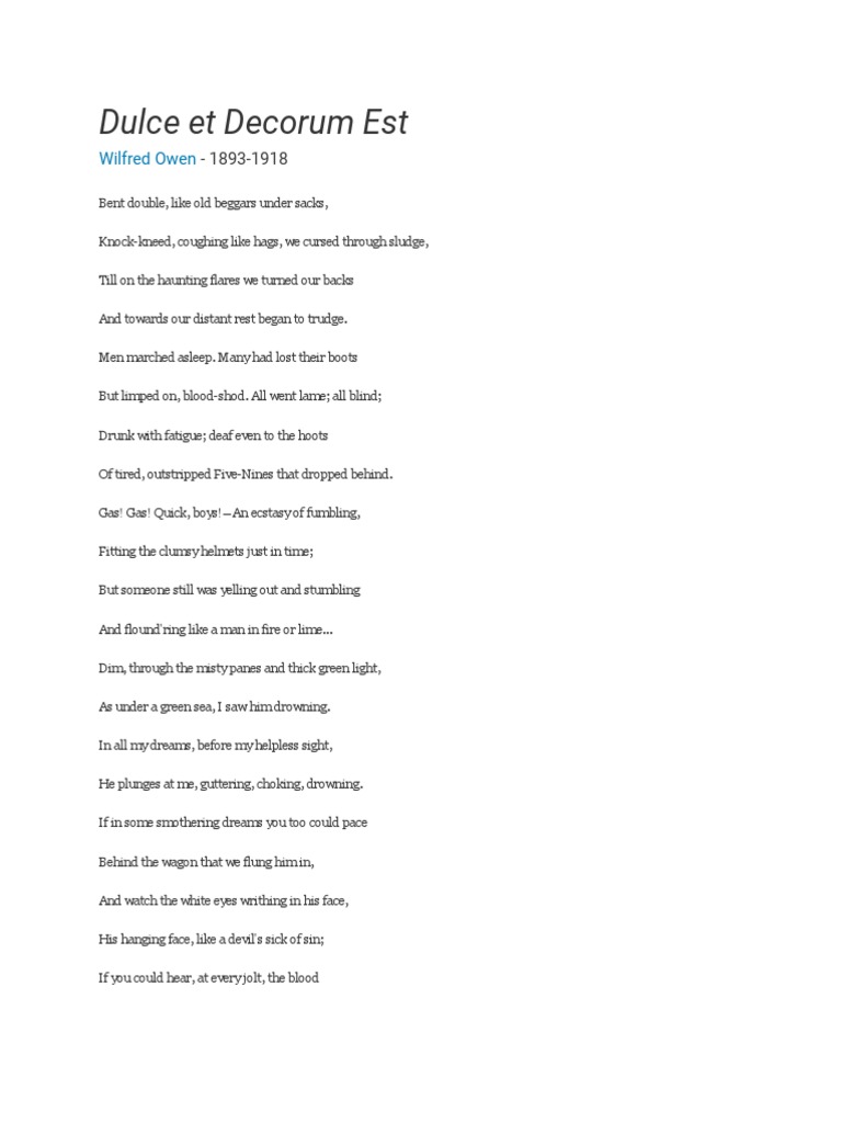 Dulce Et Decorum Est | PDF