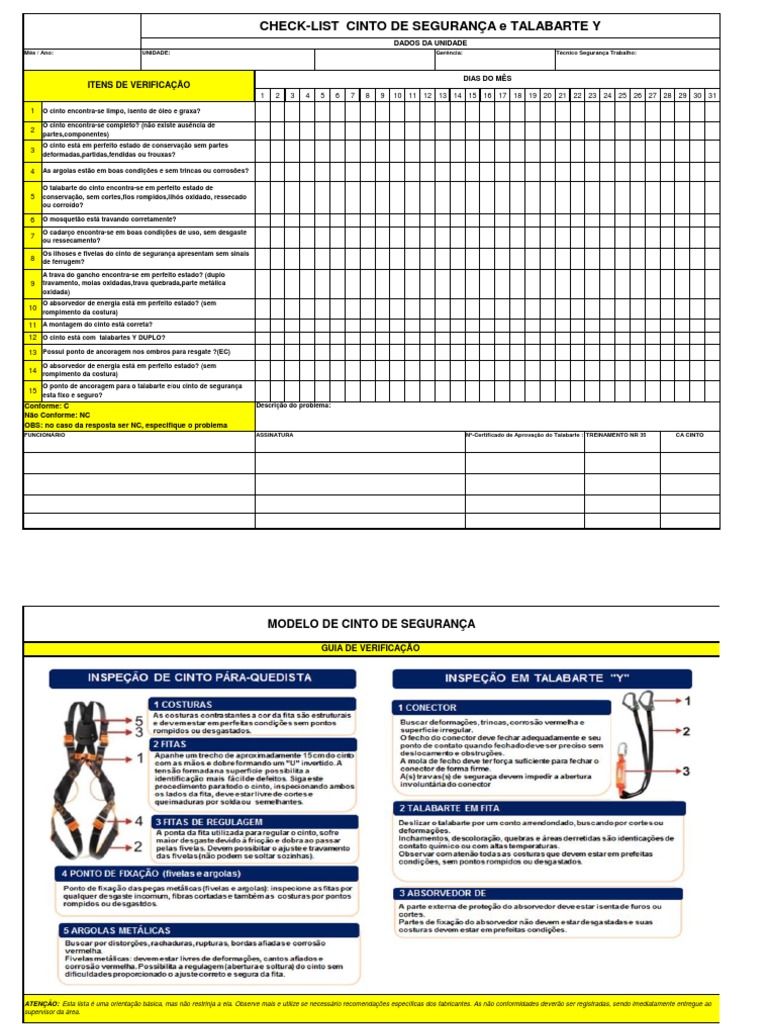 Check List NR 35 Cinto e Talabarte y | PDF