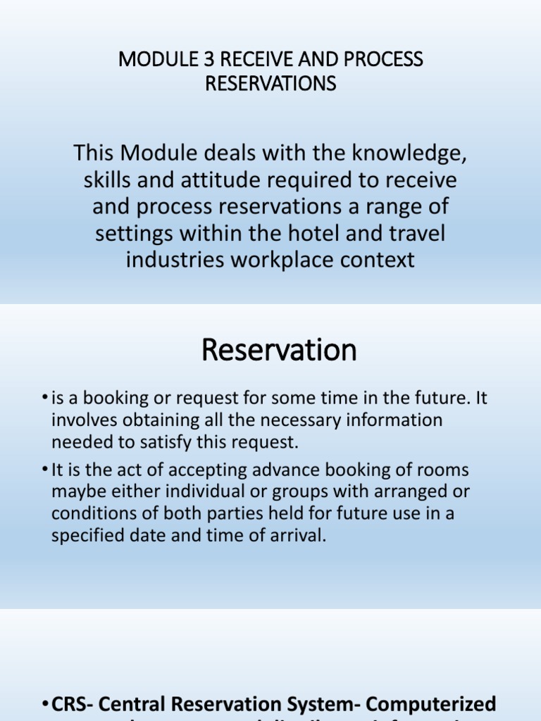 Module 3 Receive and Process Reservation | PDF | Cheque | Payments