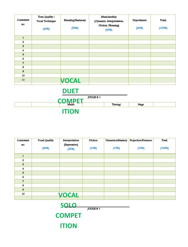 Judging Sheet | PDF