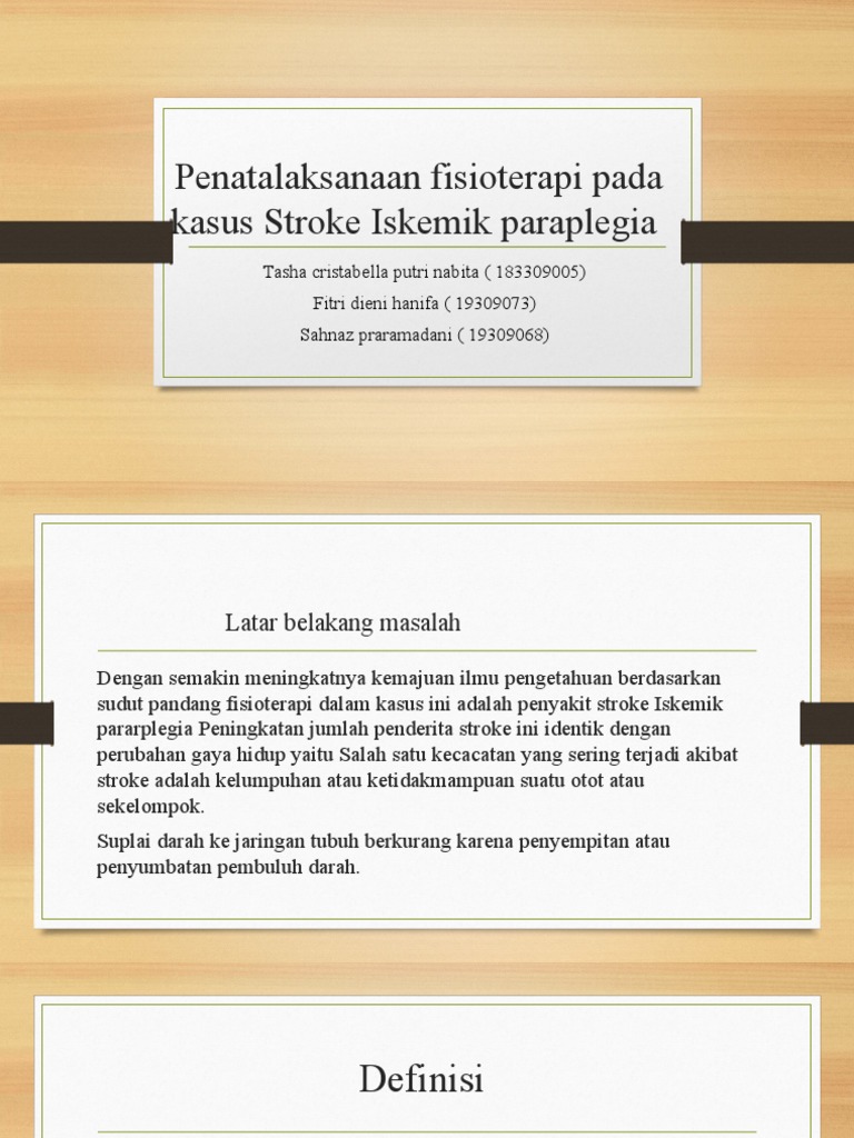 Penatalaksanaan Fisioterapi Pada Kasus Stroke Iskemik Paraplegia | PDF