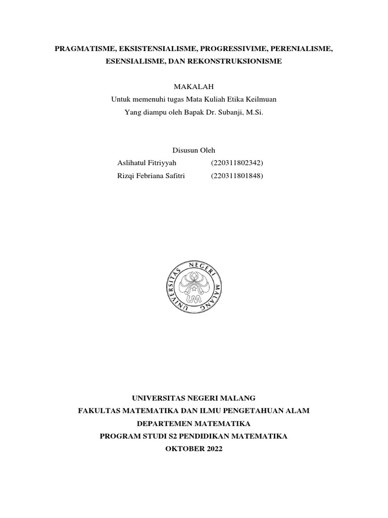 Kelompok 4 - Aliran Filsafat Pragmatisme, Eksistensialisme ...