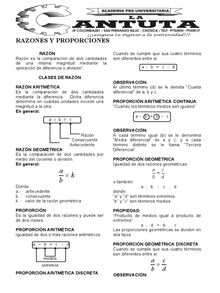 Razones y Proporciones | PDF | Proporción | Matemáticas