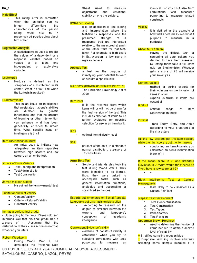 Reviewer Compe | PDF | Validity (Statistics) | Intelligence Quotient