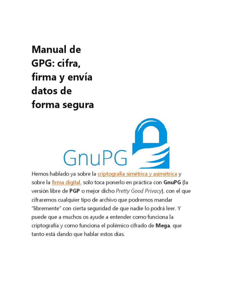 Manual de GPG | PDF | Clave (criptografía) | Cifrado