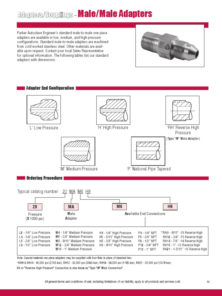 Autoclave Fittings and Adapter Dimensions | PDF | Tools | Applied And ...