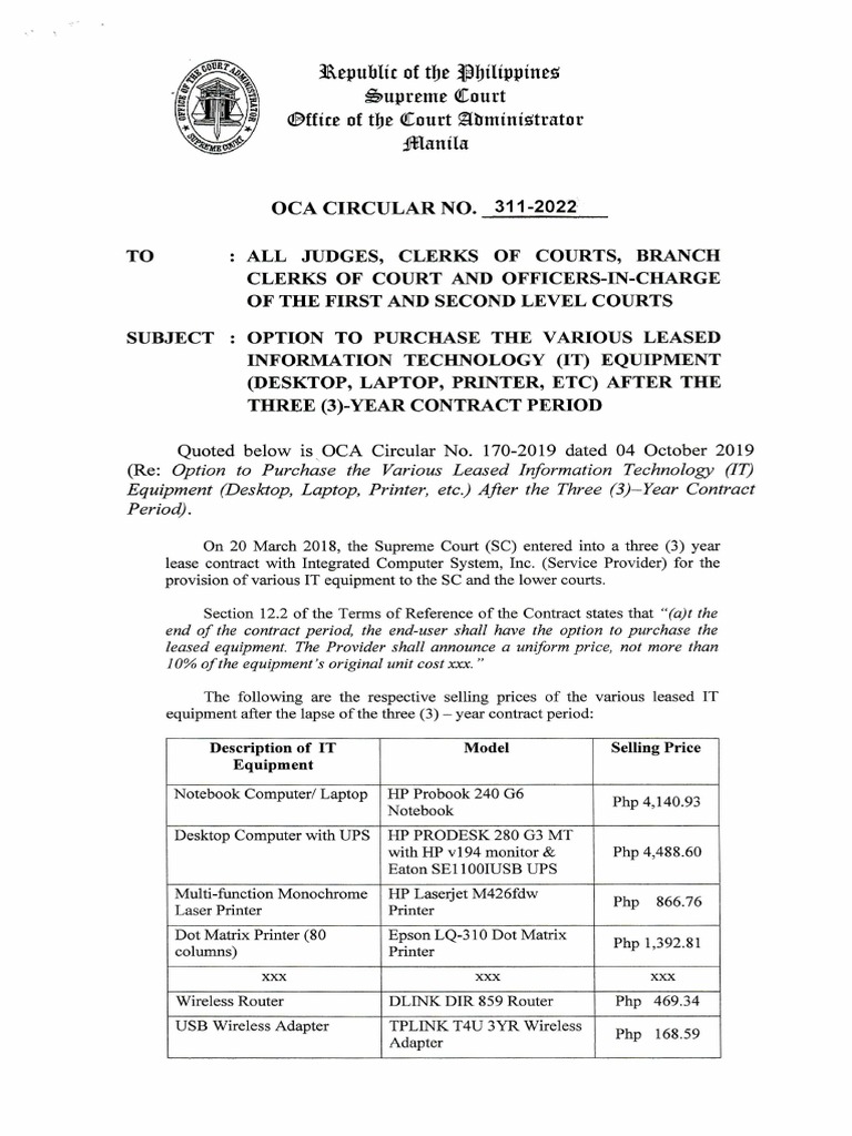 OCA Circular No. 311-2022 | PDF