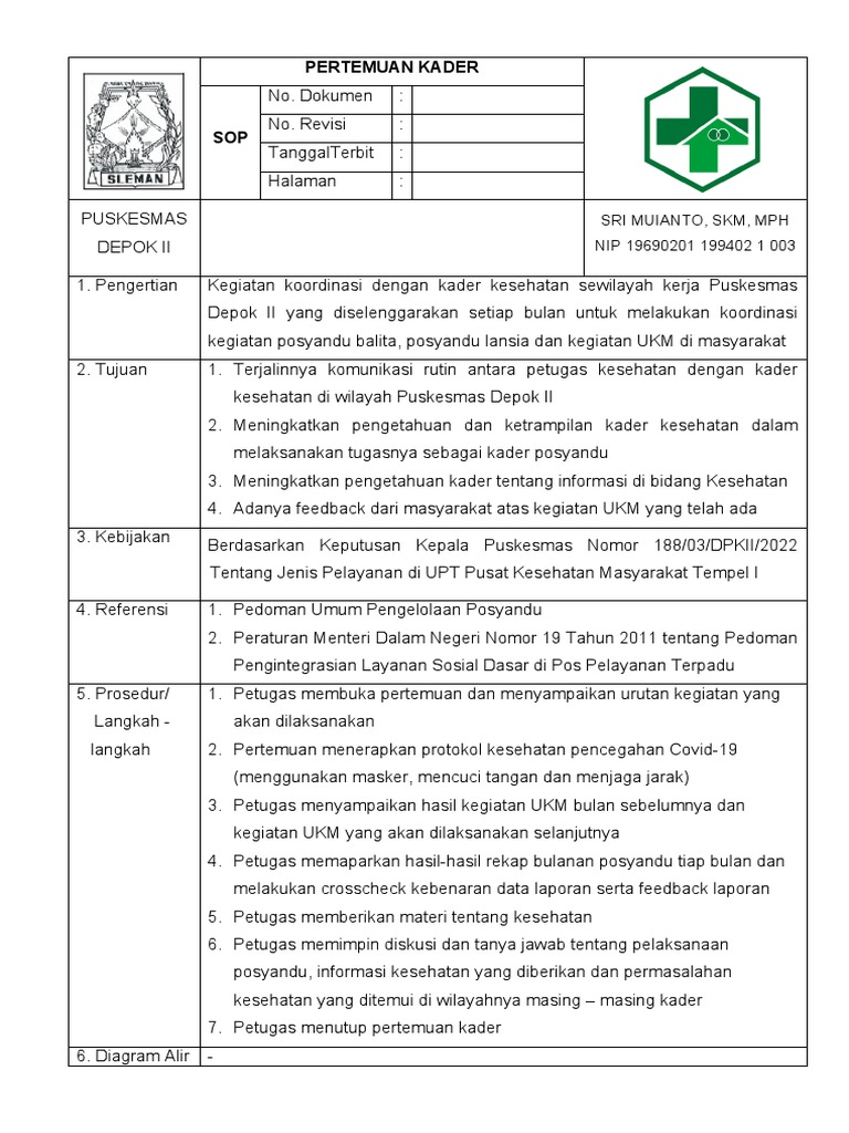 Sop Pertemuan Kader | PDF