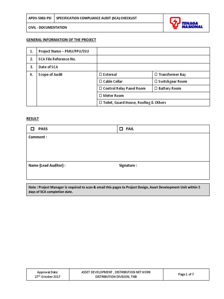 SCA Compliance Audit Checklist | PDF