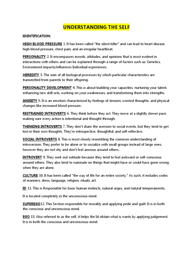 Understanding The Self | PDF | Personality Psychology | Extraversion And Introversion