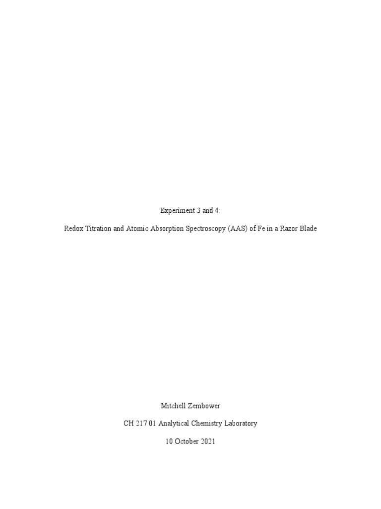 Iron Content Analysis in Razor Blades | PDF