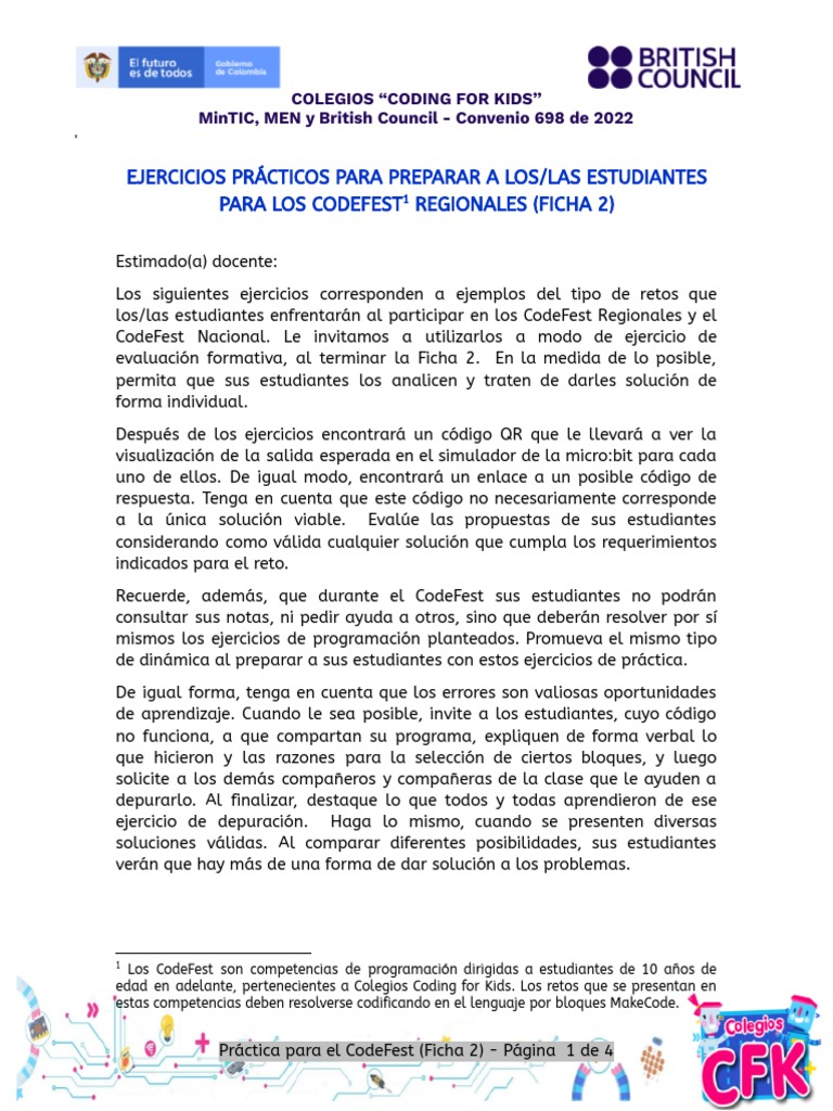 Ficha 2 Retos Preparación CodeFest | PDF