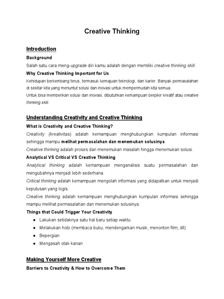Creative Thinking | PDF | Pengembangan Diri