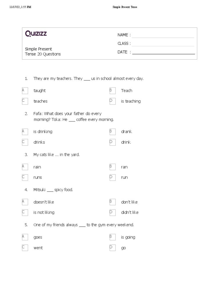 Simple Present Tense | PDF