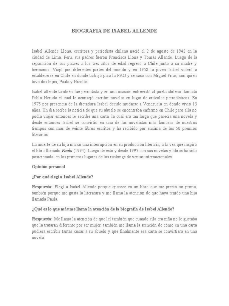 Biografia de Isabel Allende | PDF