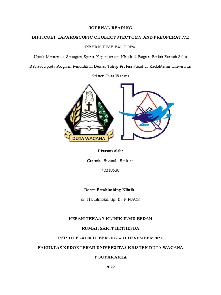 Jurding 2 - Difficult Laparoscopic Cholecystectomy and Preoperative Predictive Factors ...