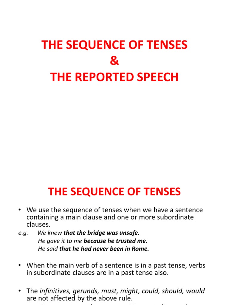 The Sequence of Tenses - 1 | PDF | Style (Fiction) | Grammar