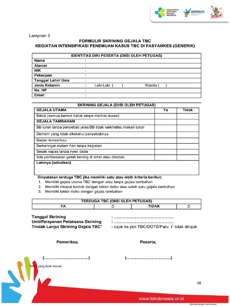 Form Skrining Di Fasyankes | PDF