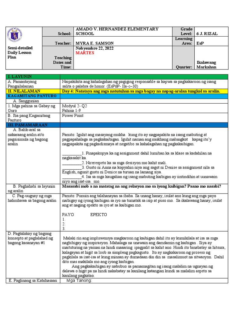 Q2 Esp Week 3 Day 4 5 | PDF