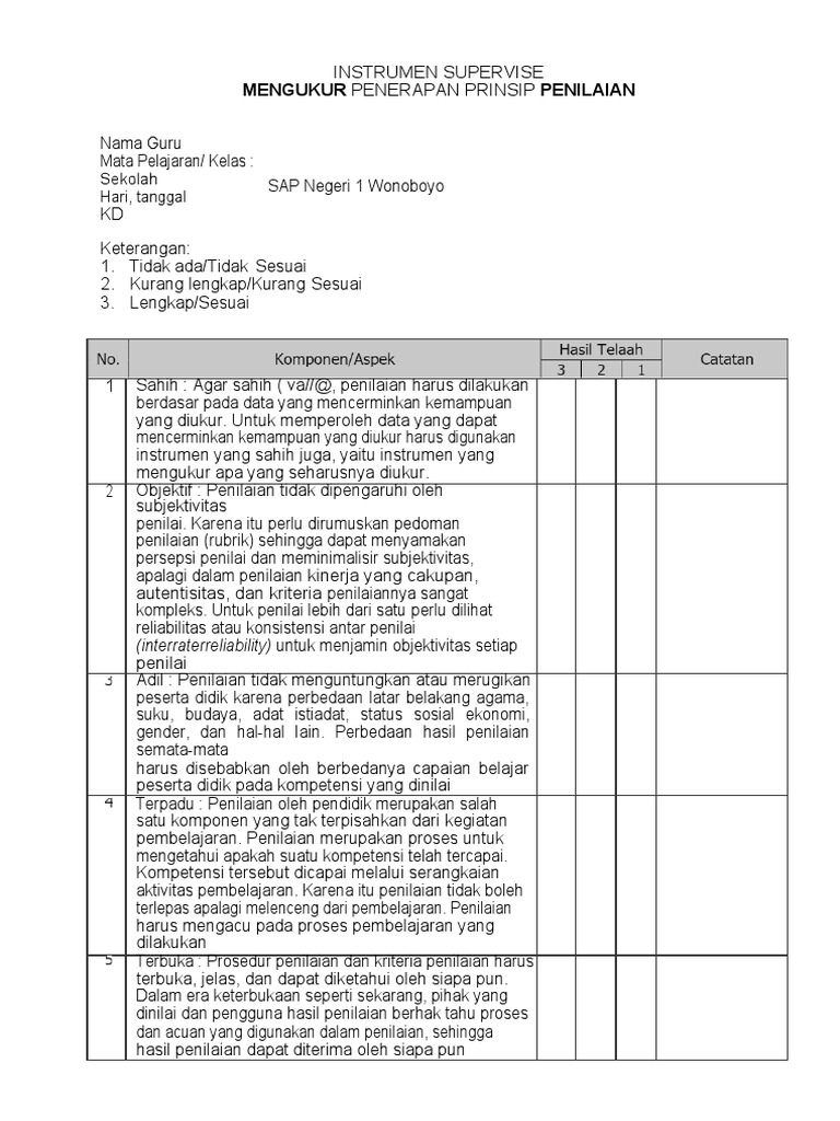 Instrumen Penilaian Pembelajaran Terpadu | PDF