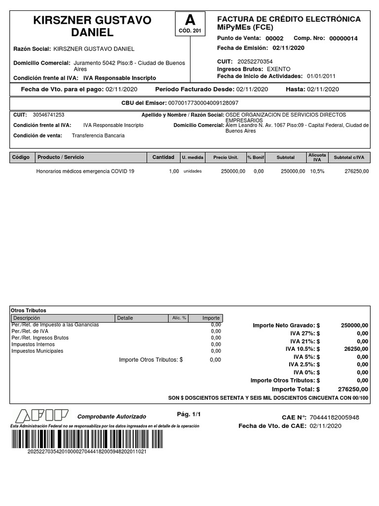 Kirszner Gustavo Daniel: Factura de Crédito Electrónica Mipymes (Fce) | PDF