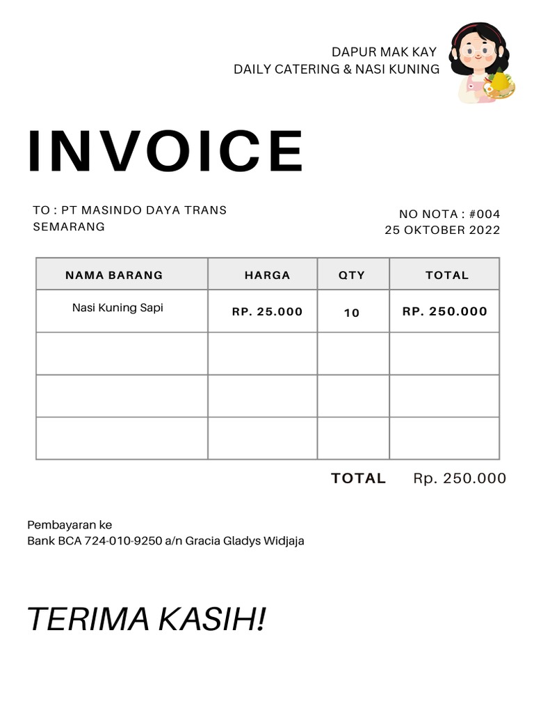 Nota Invoice Catering Nasi Kuning | PDF