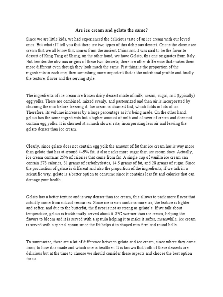 TOK Ice Cream Essay | PDF