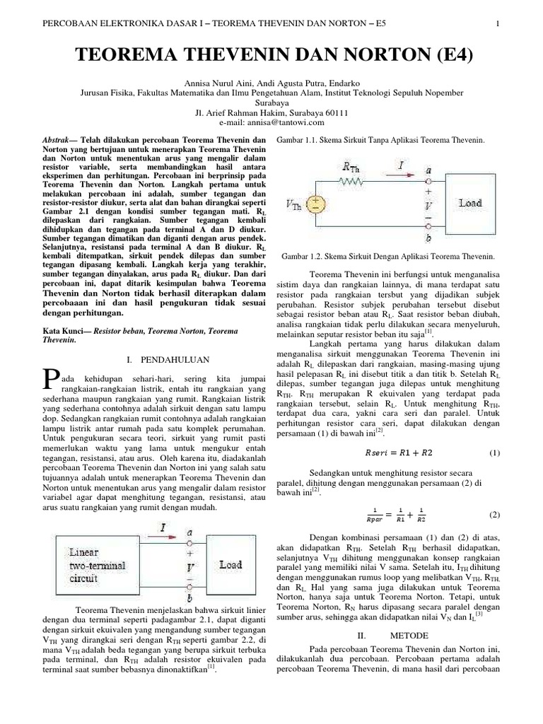 Theorema Thevenin Dan Norton E4 | PDF