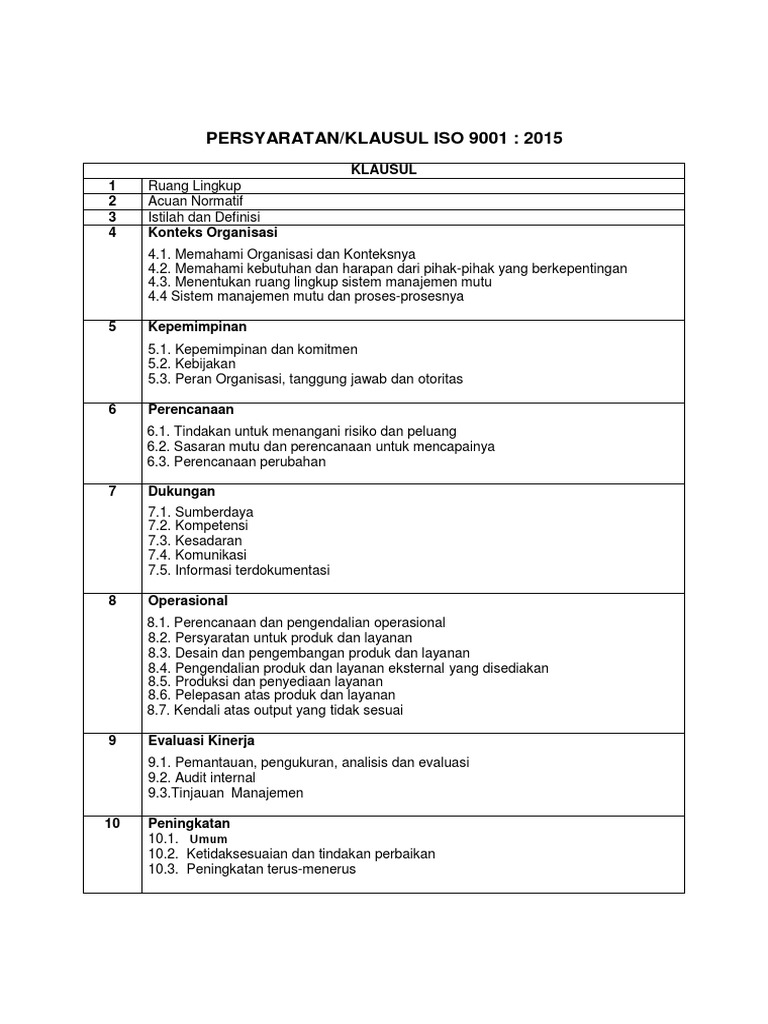 Klausul ISO 9001 - 2015 | PDF