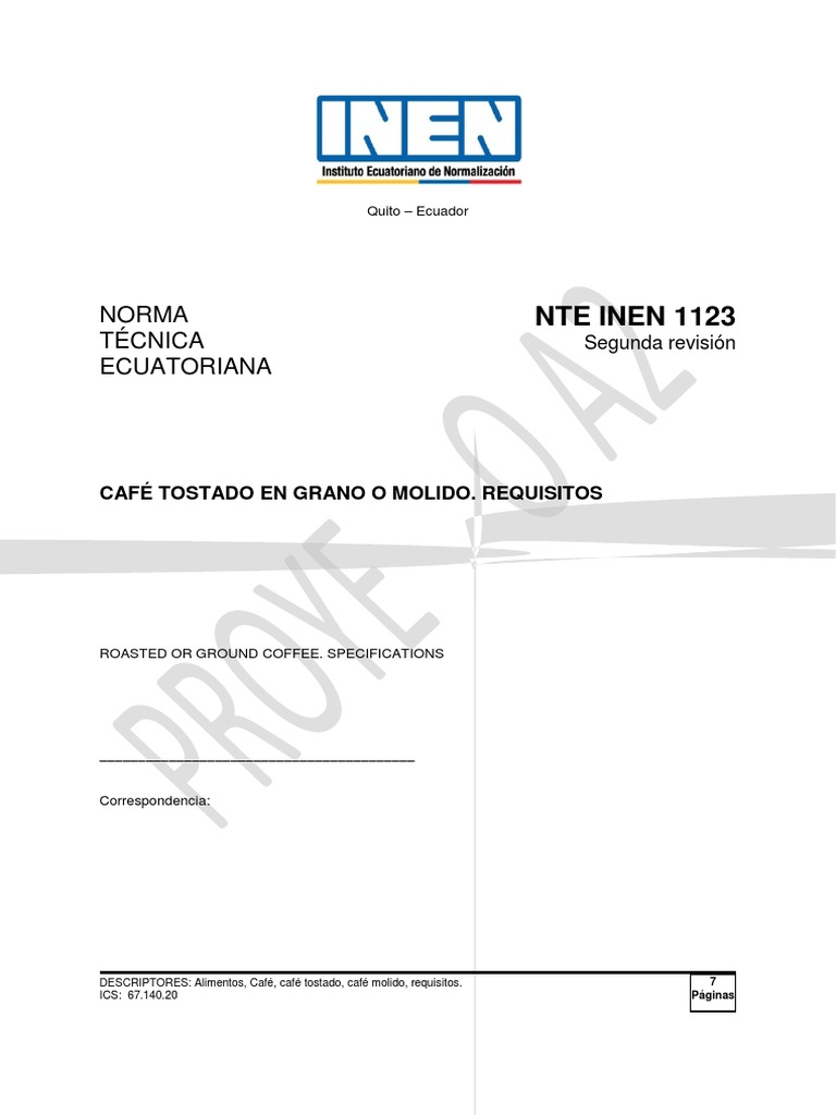 Nte Inen 123 Café Tostado en Grano o Molido. Requisitos | Descargar ...
