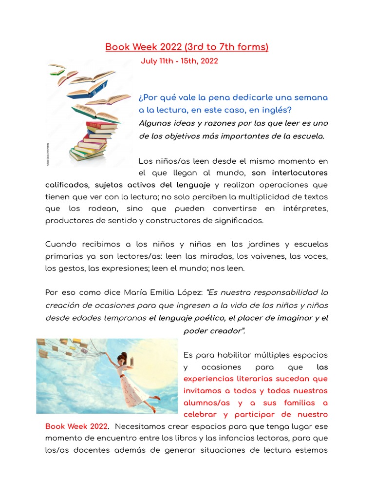 Book Week 2022 3rd To 7th Forms | PDF