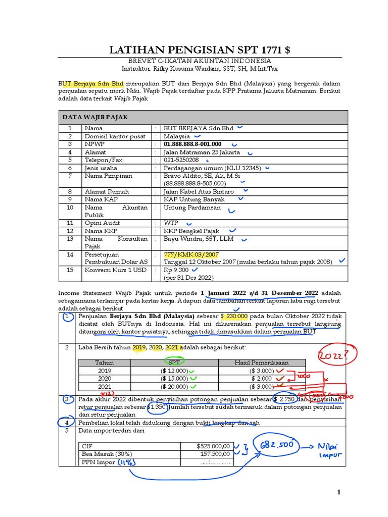Soal Latihan Berjaya SDN BHD - SOAL CORET | PDF