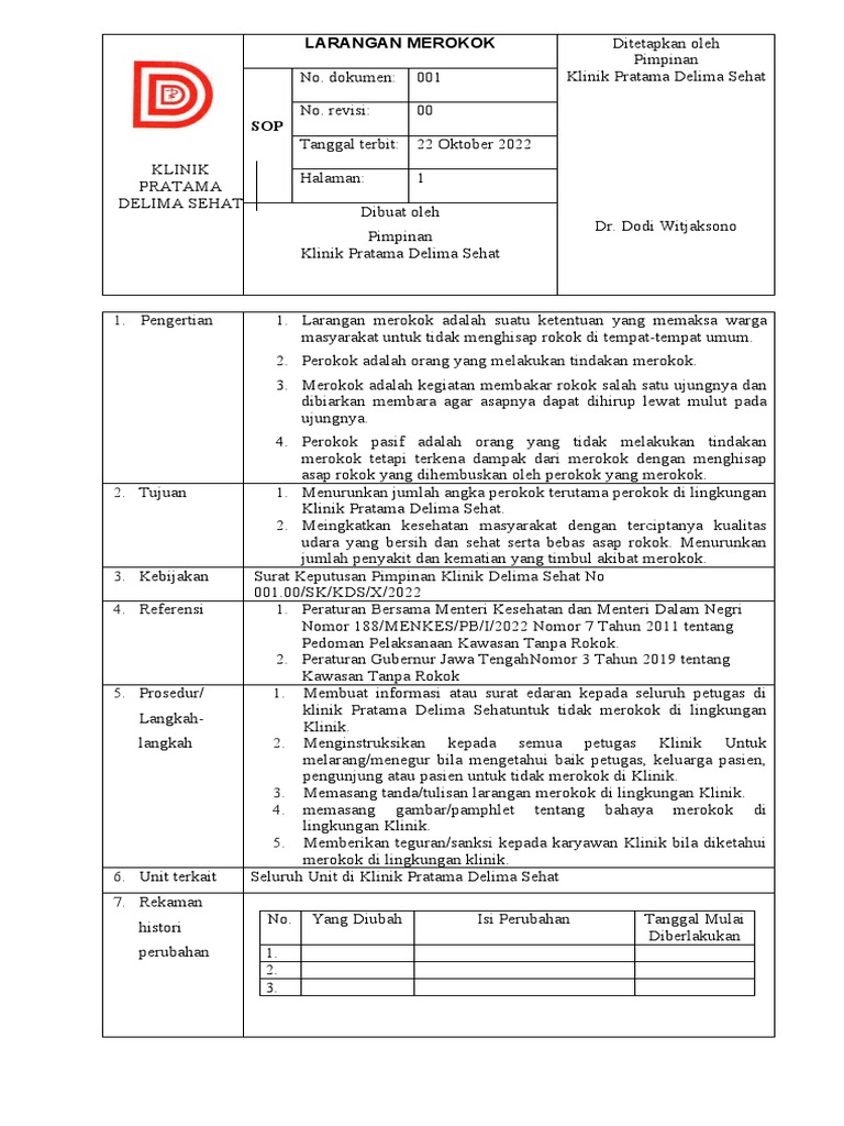 Sop Larangan Merokok | PDF