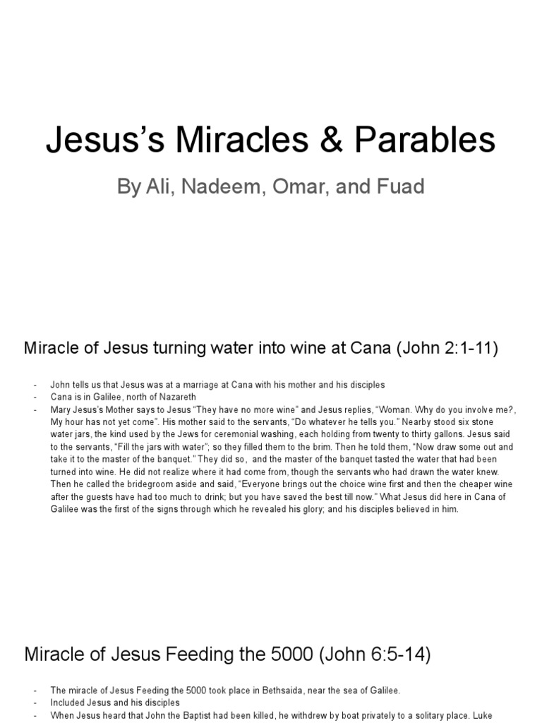 Christian Miracles & Parables | PDF