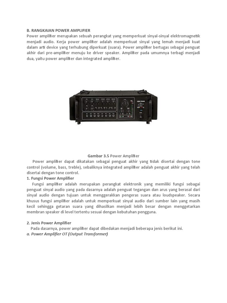 Karakteristik dan Komponen Dasar Power Amplifier | PDF